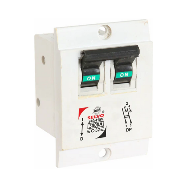 Selvo C-32A Double Pole Flush Mounted (Screw Mounted) Mini MCB (Pack o ...