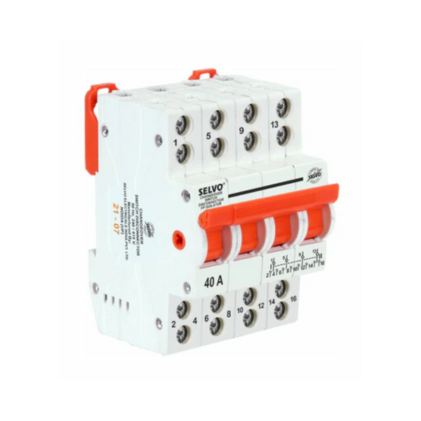 SELVO 40A Four Pole Mini Changeover Switch DISCONNECTOR ...