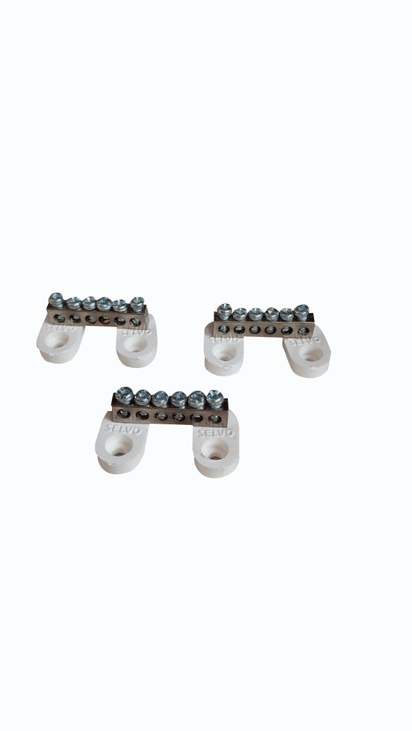 SELVO 6 Ways Brass Neutral link Six Screw Terminal grounding Bar Block – selvoelectricalsindia