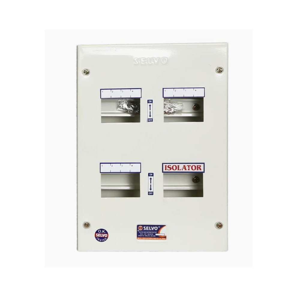 SELVO 4 Way TPN Single Door MCB Distribution Board – selvoelectricalsindia